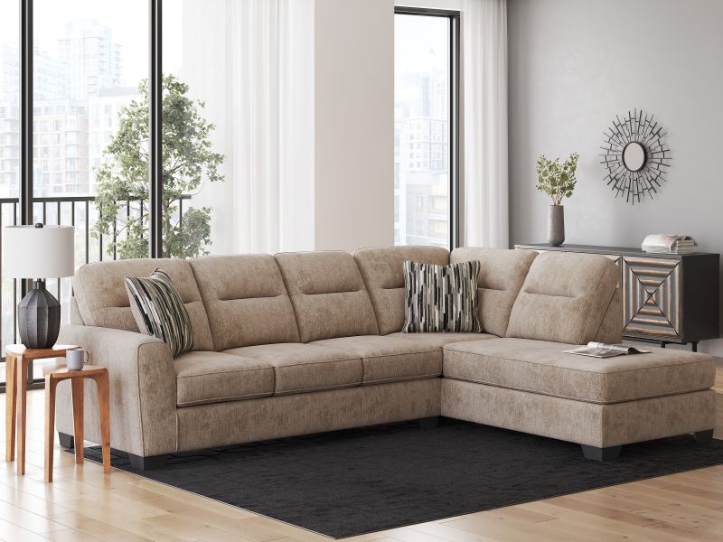 Rent To Own Ashley Olten Mocha 2-Piece Sectional with Chaise