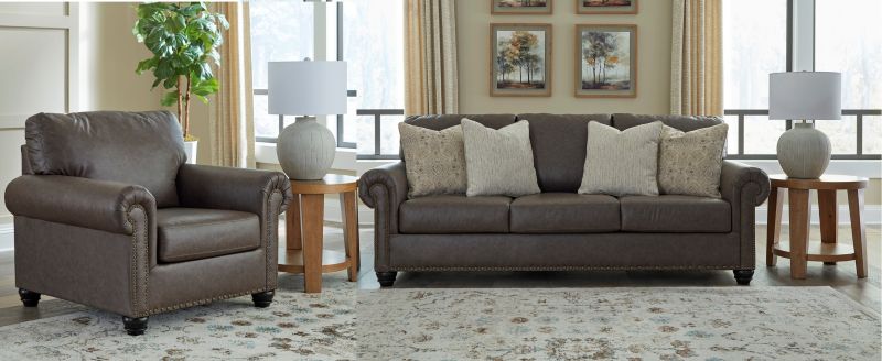 Rent To Own Ashley Roxmere Umber Sofa & Chair