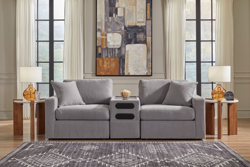 Rent To Own Ashley Modmax Granite 3-Piece Sectional with Audio Console